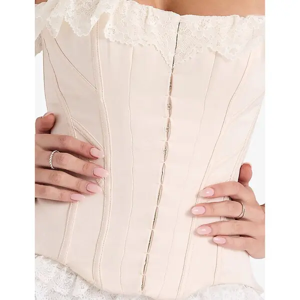 House Of Cb Idella Lace-trim Satin Corset Top