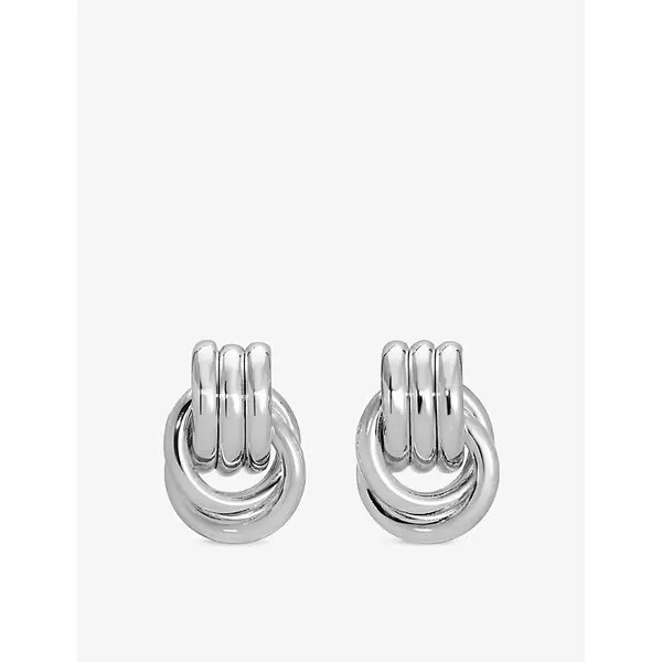 HEAVEN MAYHEM Plated Brass Knot Hoop Earrings - Silver