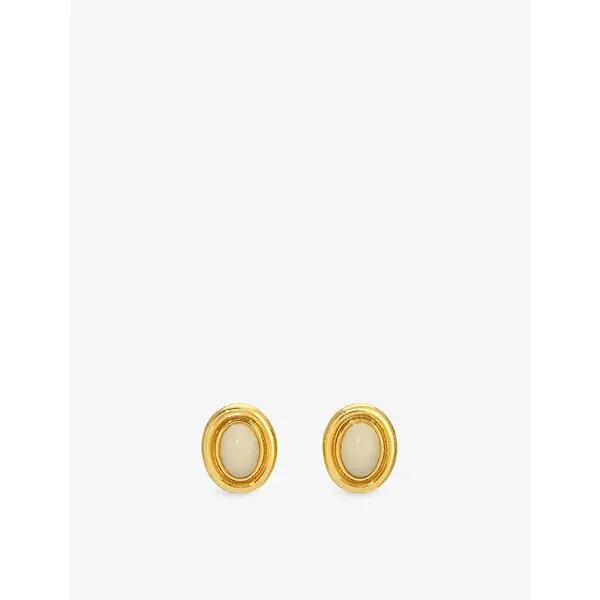 HEAVEN MAYHEM Prize Brass Stud Earrings - Gold/cream