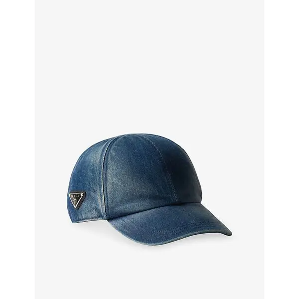 Prada Triangle-logo Denim Baseball Cap - Blue