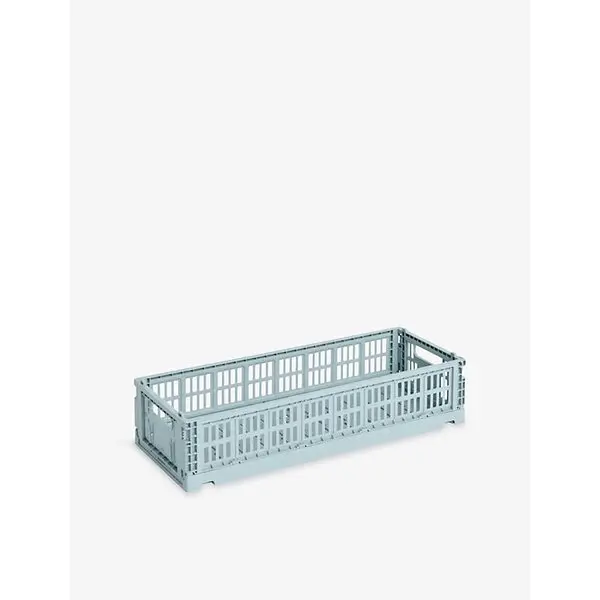 HAY Oblong Stackable Crate - Dusty Blue
