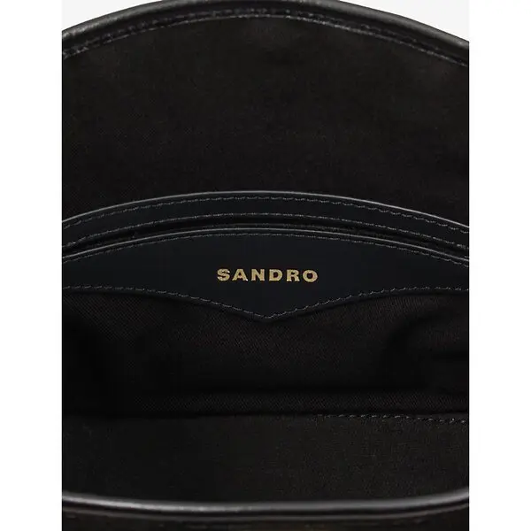 Sandro Small Suede And Leather Bucket Bag - Black