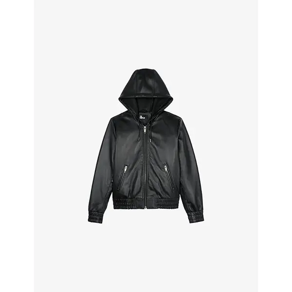 The Kooples Hooded Leather Jacket