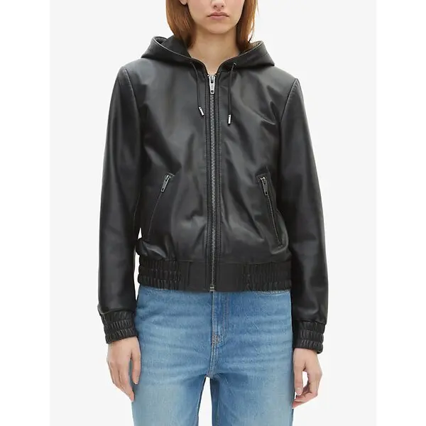 The Kooples Hooded Leather Jacket