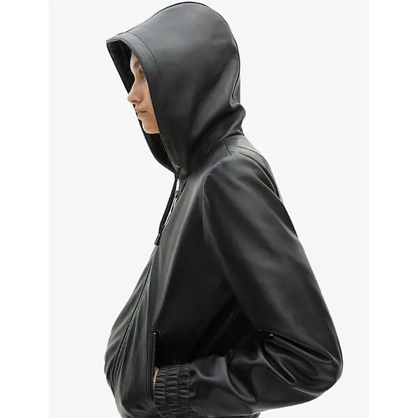 The Kooples Hooded Leather Jacket