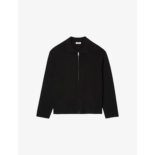 Sandro Relaxed-fit Zip-up Knitted Cardigan - Black