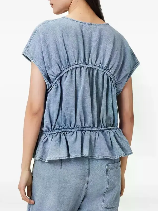 ALLSAINTS Remy Tie-front Ruffled Top - Blue
