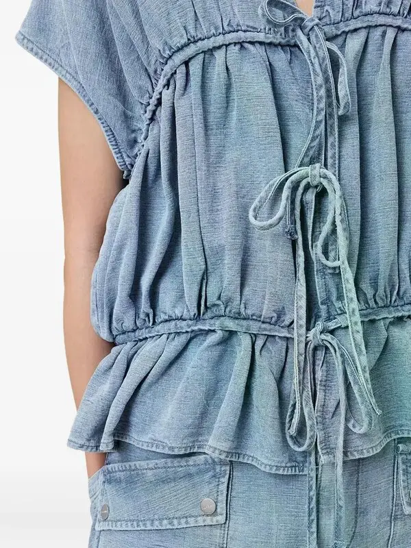ALLSAINTS Remy Tie-front Ruffled Top - Blue