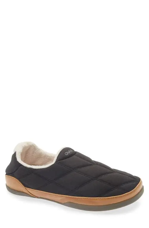 Olukai Puku'i Quilted Slippers - Black/sahara