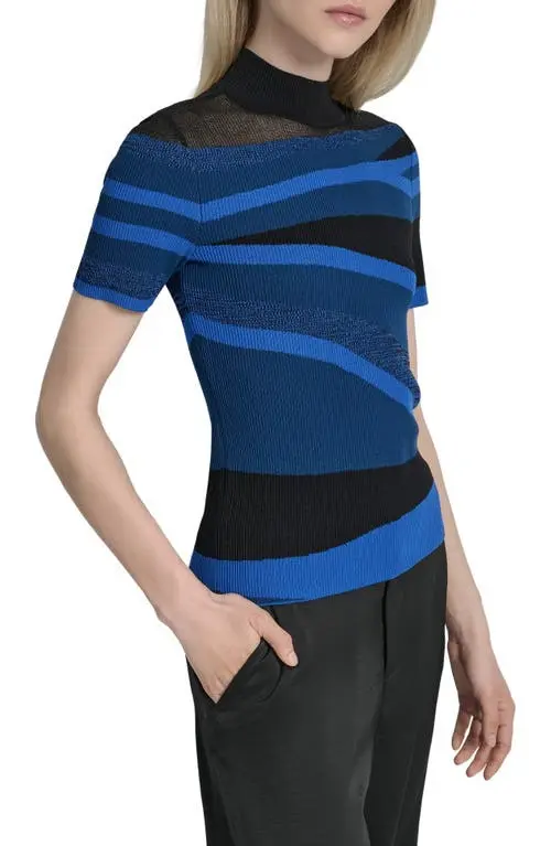 Dkny Colorblock Short Sleeve Sweater