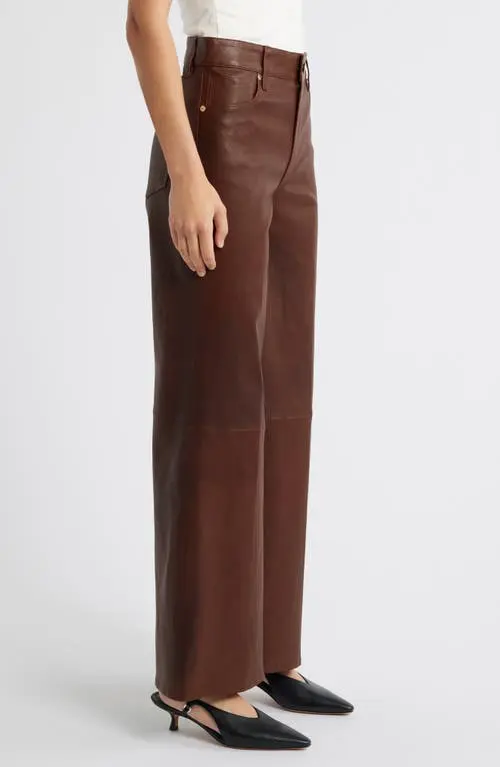 FRAME Le Slim Palazzo Leather Pants - Cedar