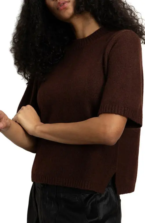 Sanctuary Short Sleeve Sweater - Chicory Brown