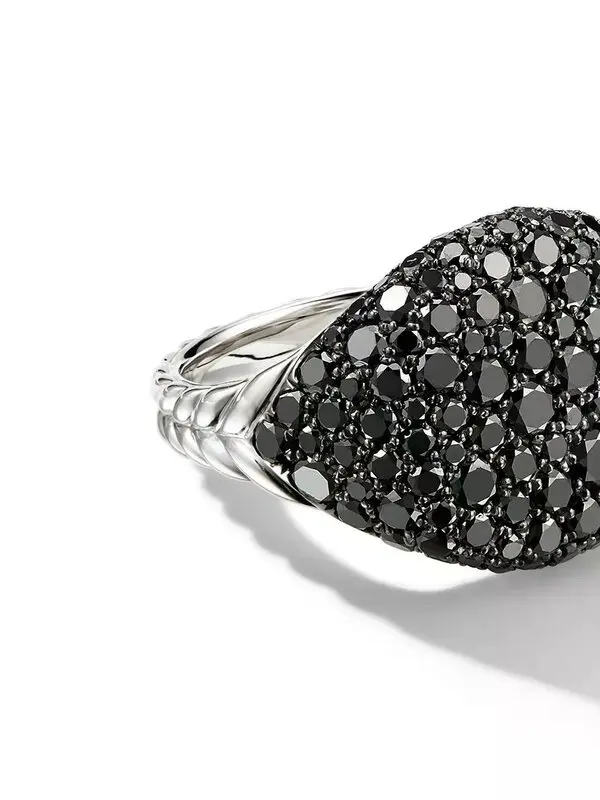 David Yurman 18kt White Gold Chevron Diamond Pinky Ring