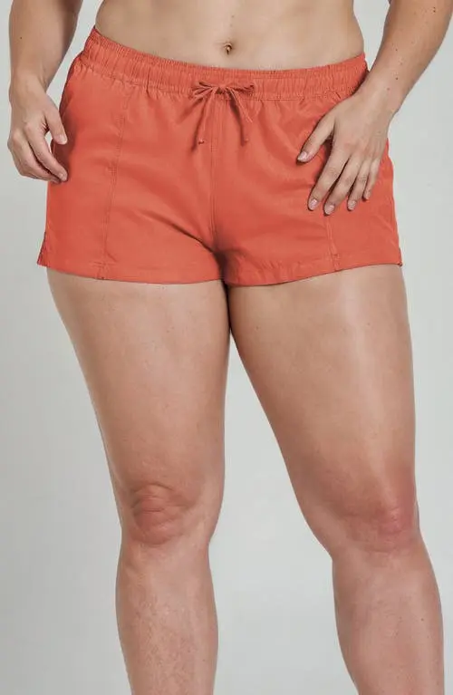 CALYPSA Board Shorts With Upf 50+ Sun Protection - Rust