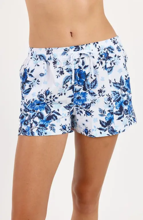 CALYPSA Board Shorts With Upf 50+ Sun Protection - Blue Blooms
