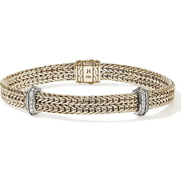 John Hardy Icon Link Diamond Station Bracelet - Gold