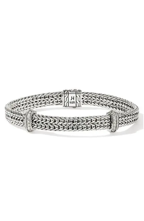 John Hardy Icon Link Diamond Station Bracelet - Silver
