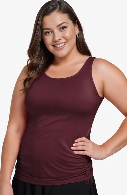 CALYPSA Maya Tankini Swim Top With Built-in Bra - Wine