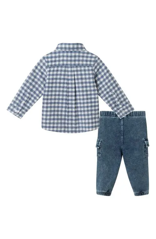 Andy & Evan Button-up Shirt & Denim Joggers Set