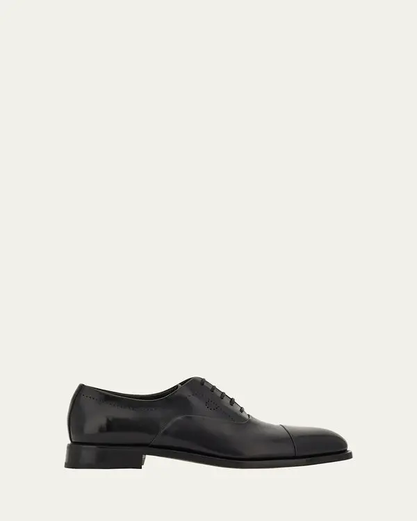 FERRAGAMO Albert Tramezza Cap-toe Brogue Leather Oxfords
