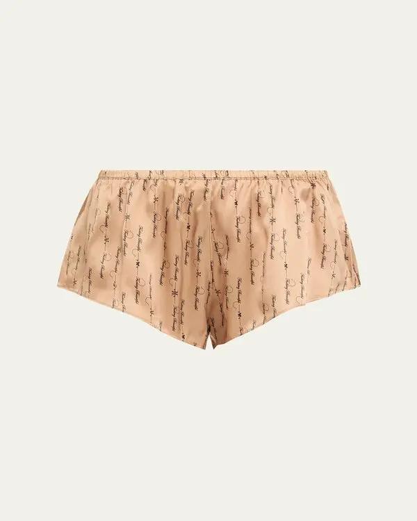 Kiki De Montparnasse Script-print Silk Lounge Tap Shorts