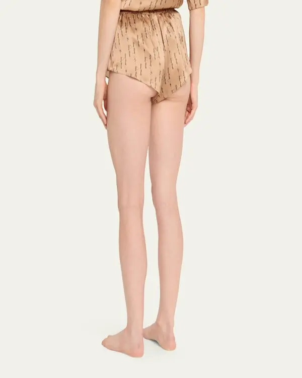 Kiki De Montparnasse Script-print Silk Lounge Tap Shorts