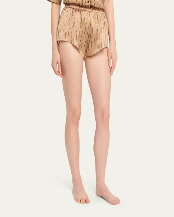Kiki De Montparnasse Script-print Silk Lounge Tap Shorts