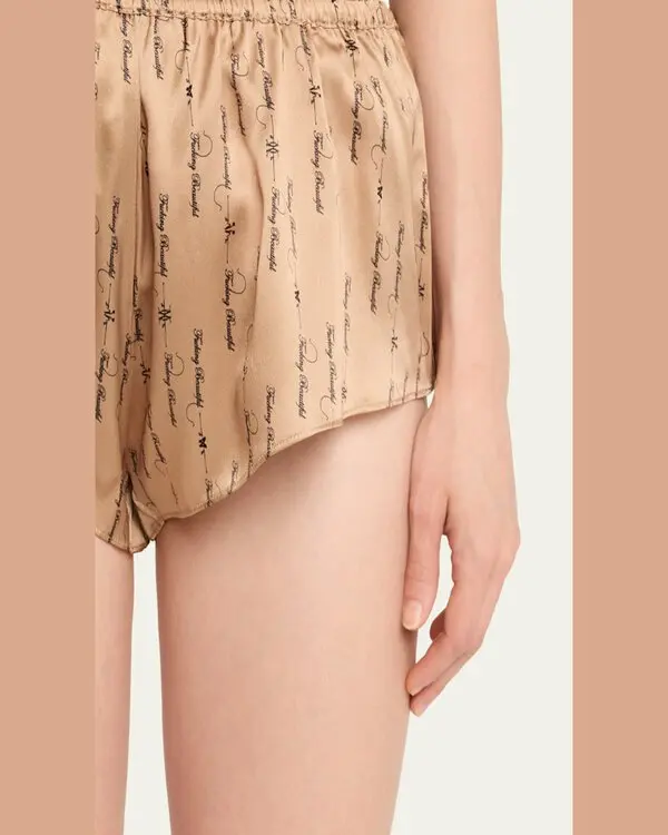 Kiki De Montparnasse Script-print Silk Lounge Tap Shorts