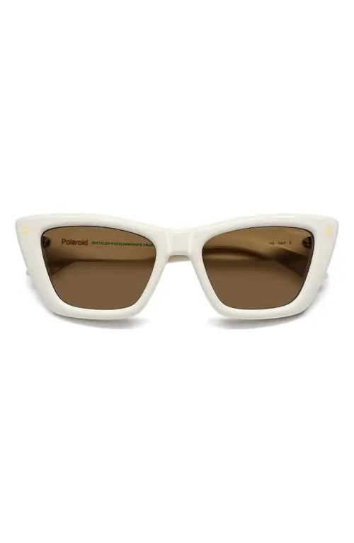 POLAROID 54mm Polarized Cat-eye Sunglasses - White/bronze Pz