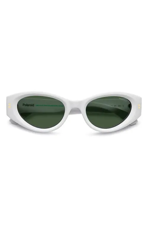 POLAROID 51mm Polarized Cat-eye Sunglasses - White/green Pz