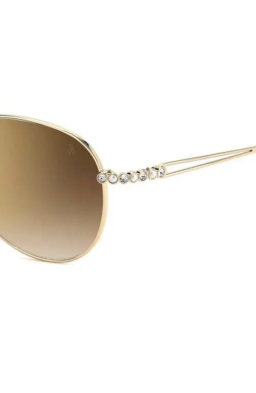 STUART WEITZMAN 60mm Pilot Sunglasses - Light Gold/brown Ss Gold