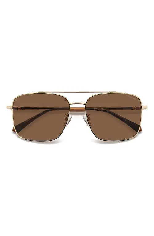 POLAROID 59mm Polarized Navigator Sunglasses - Gold/bronze Pz