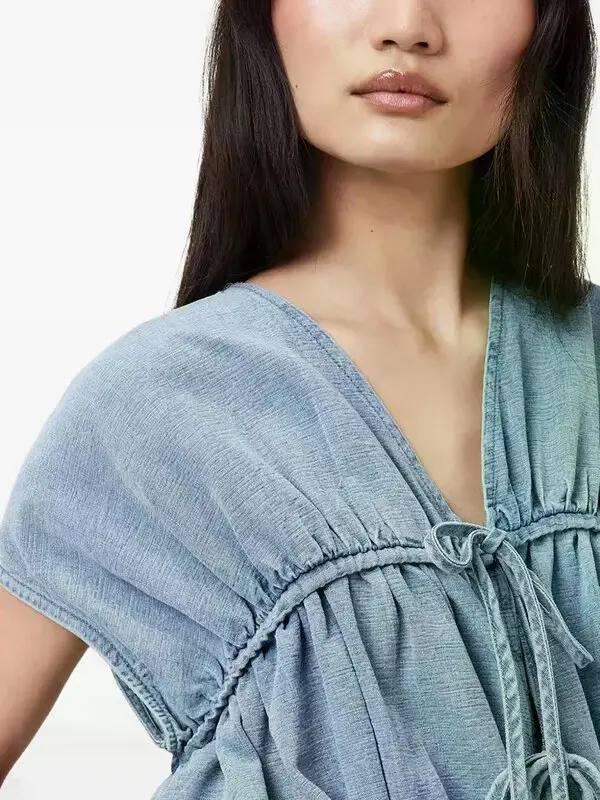ALLSAINTS Remy Tie-front Ruffled Top - Blue