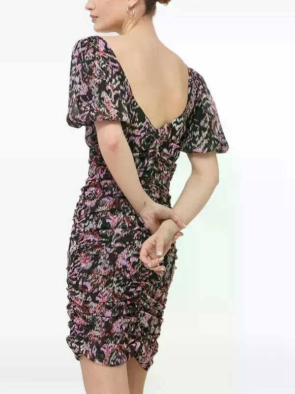 NOTES DU NORD Puff-sleeve Ruched Mini Dress