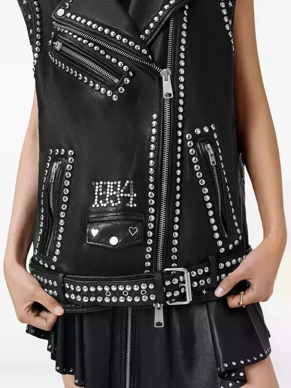 ALLSAINTS Studded Leather Biker Vest