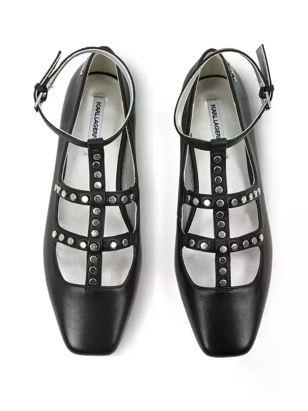 Karl Lagerfeld Studded Caged Ballet Flats