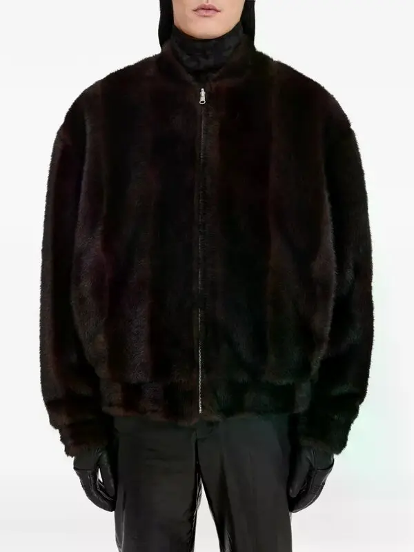 MAISON MARGIELA Faux-fur Zip-front Bomber Jacket - Brown