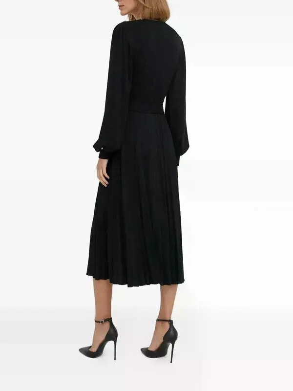 NISSA Puff-sleeved Belted Midi Dress