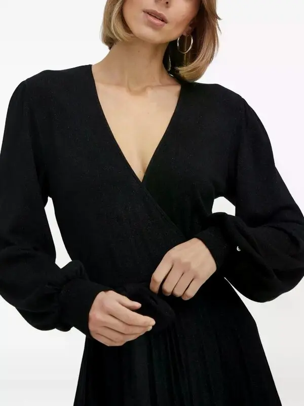 NISSA Puff-sleeved Belted Midi Dress