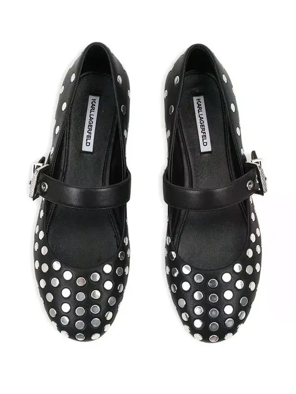 Karl Lagerfeld Stud-embellished Buckle Ballet Flats