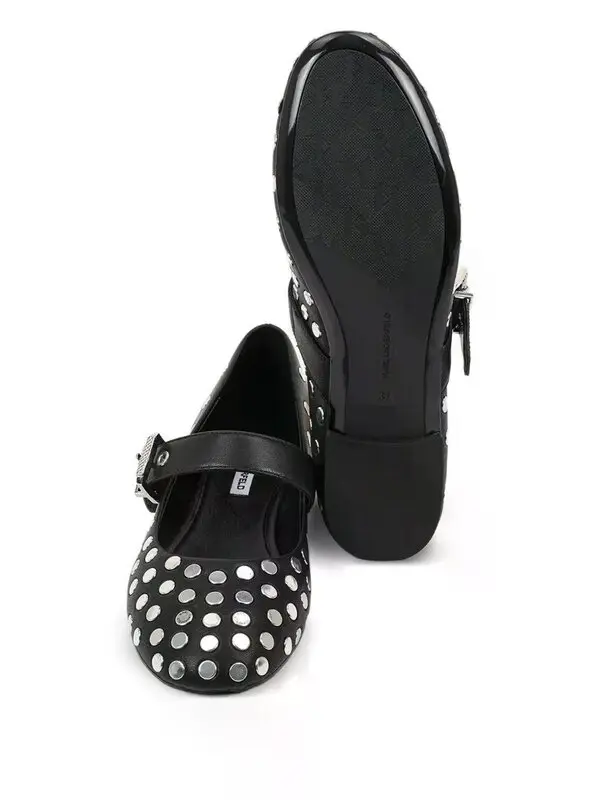 Karl Lagerfeld Stud-embellished Buckle Ballet Flats