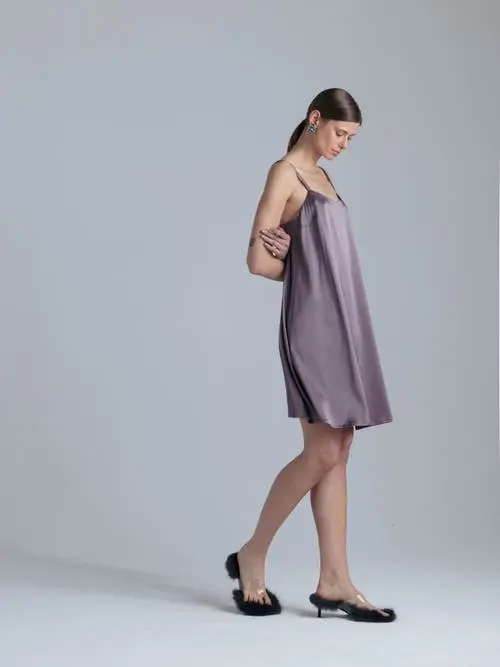 ALAS Aphrodite Silk Midi Dress - Noble Purple