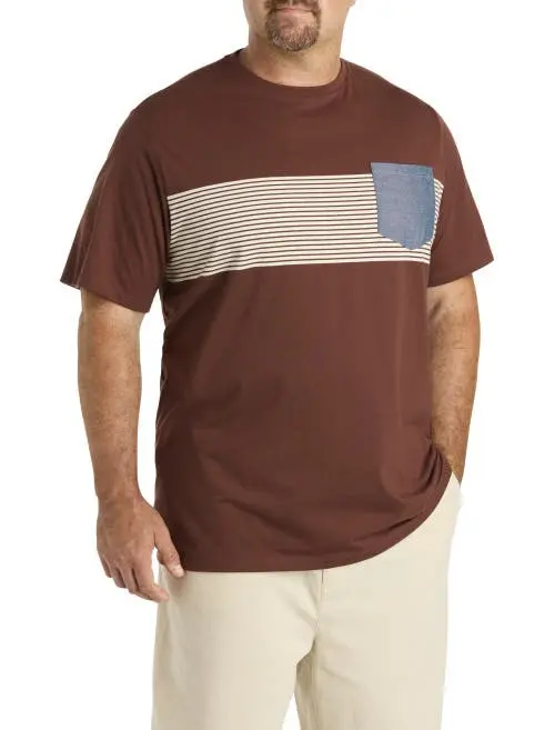 HARBOR BAY BY DXL Big & Tall Moisture-wicking Colorblock T-shirt - Brown