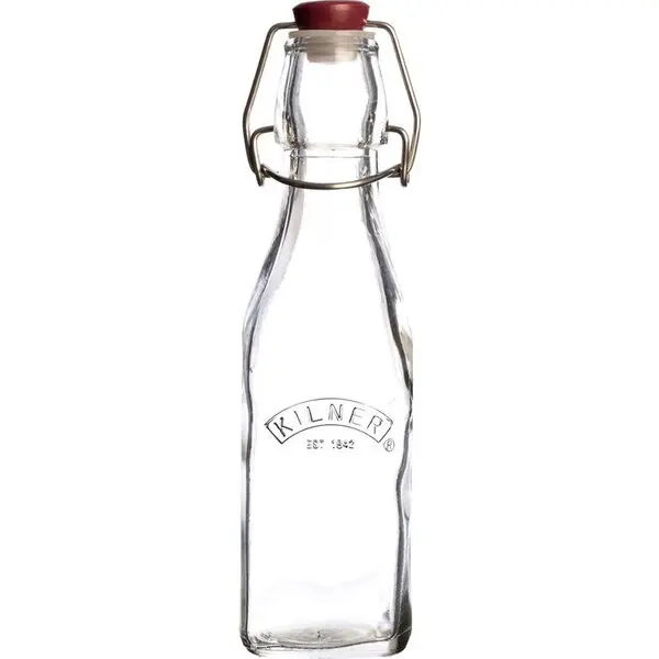 KILNER Square Swing Top Bottle - Clear