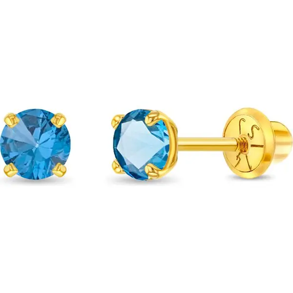 IN SEASON JEWELRY 14k Yellow Gold Simulated Birthstone Earrings - December