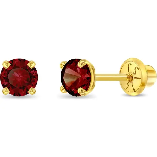 IN SEASON JEWELRY 14k Yellow Gold Simulated Birthstone Earrings - January