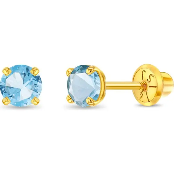 IN SEASON JEWELRY 14k Yellow Gold Simulated Birthstone Earrings - March