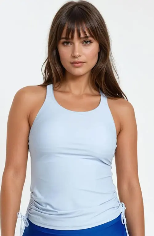 CALYPSA Maya Tankini Swim Top With Built-in Bra - Dusty Blue