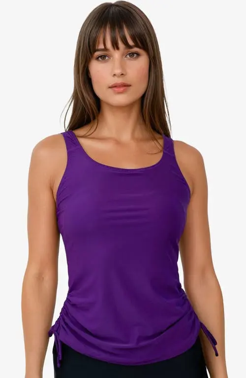CALYPSA Maya Tankini Swim Top With Built-in Bra - Eggplant