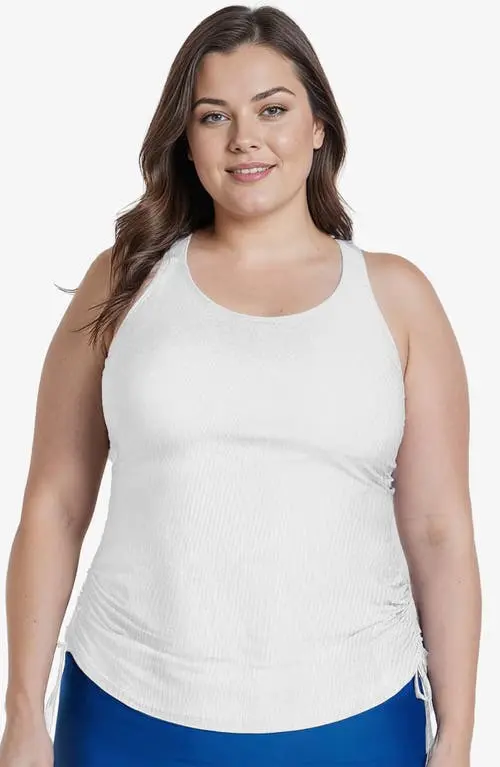 CALYPSA Maya Tankini Swim Top With Built-in Bra - White (textured)